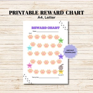 Printable Cat Tracks Reward Chart PDF, Cat Behavior Chart, Daily Chore ...
