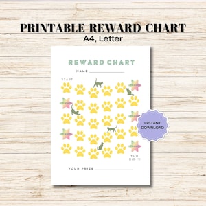Printable Cat Tracks Reward Chart PDF, Cat Behavior Chart, Daily Chore ...
