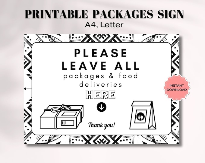 Please Leave Packages Here Printable Sign, Shipping Items Drop off ...