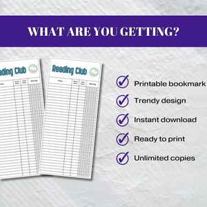 Printable Reading Club Bookmark, Library Card Bookmark PDF, Digital ...