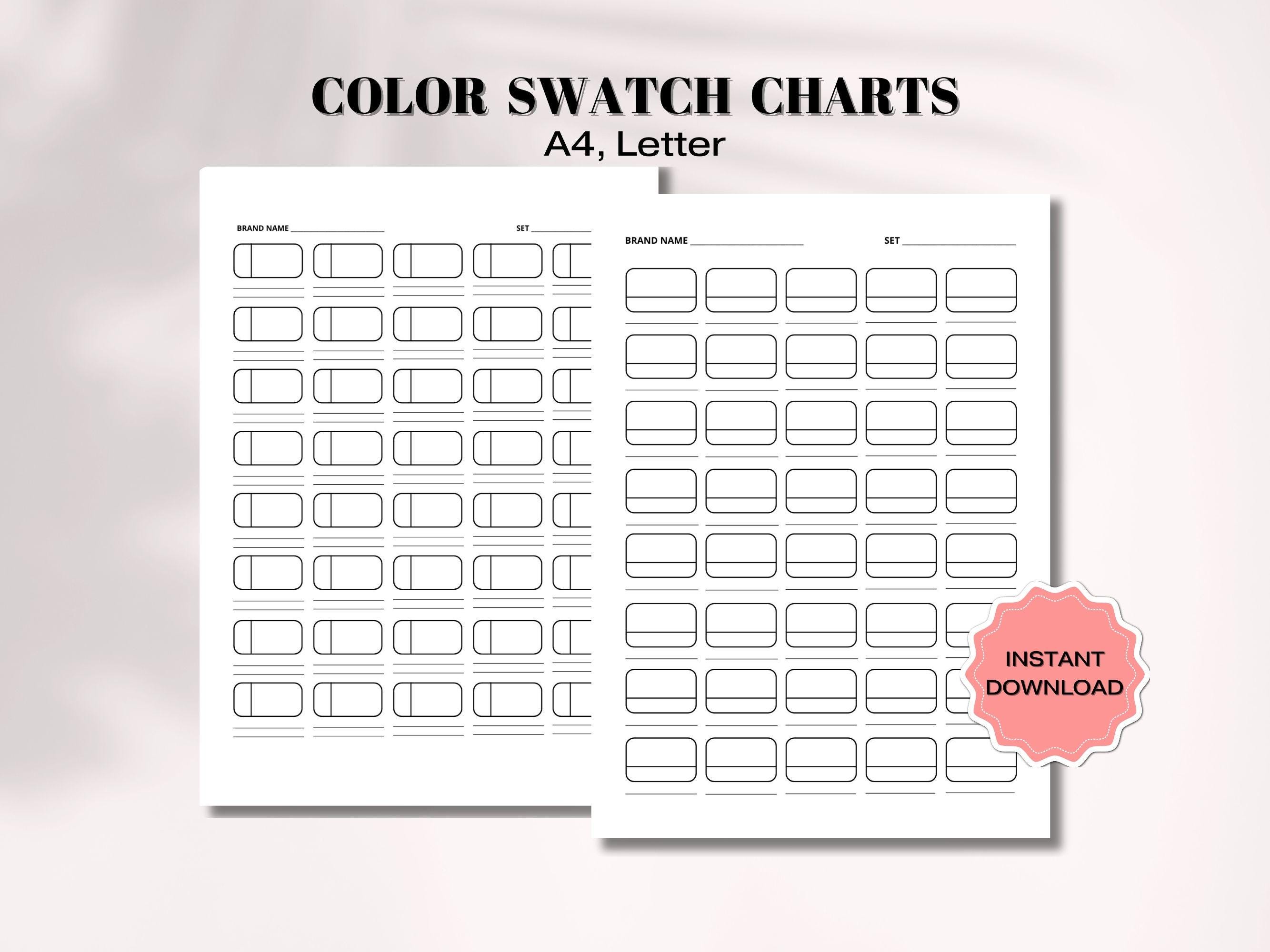 Color Swatch Chart, Printable Swatch Template Page, Set Blank Colour ...