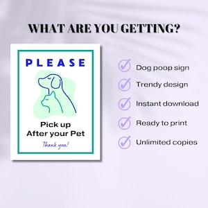 Please Pick up After Your Pet Sign, Printable Pick up Poop Sign, Clean ...