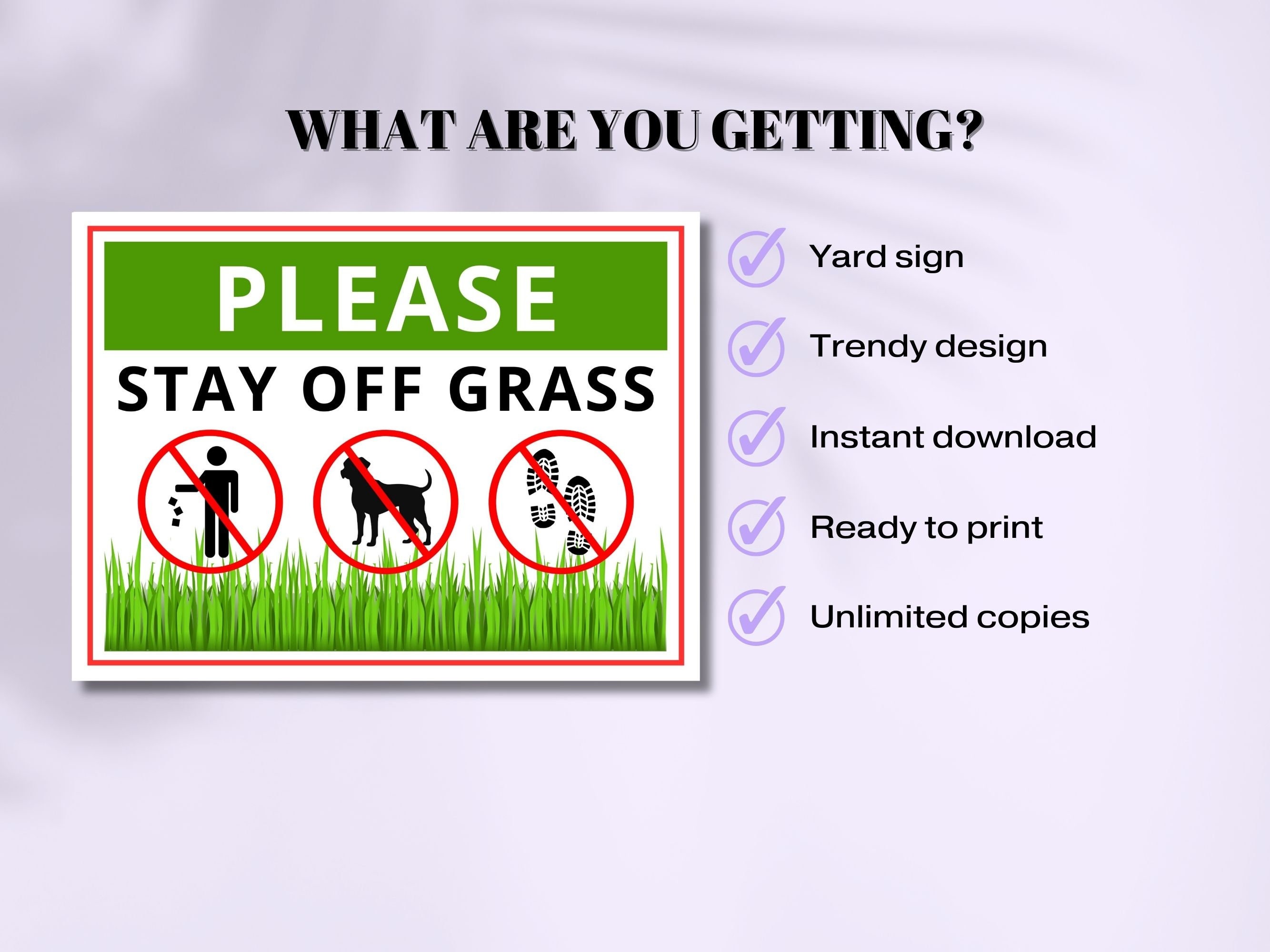 Please Stay off Grass Sign, Printable Lawn Sign, Yard Keep Out Sign ...