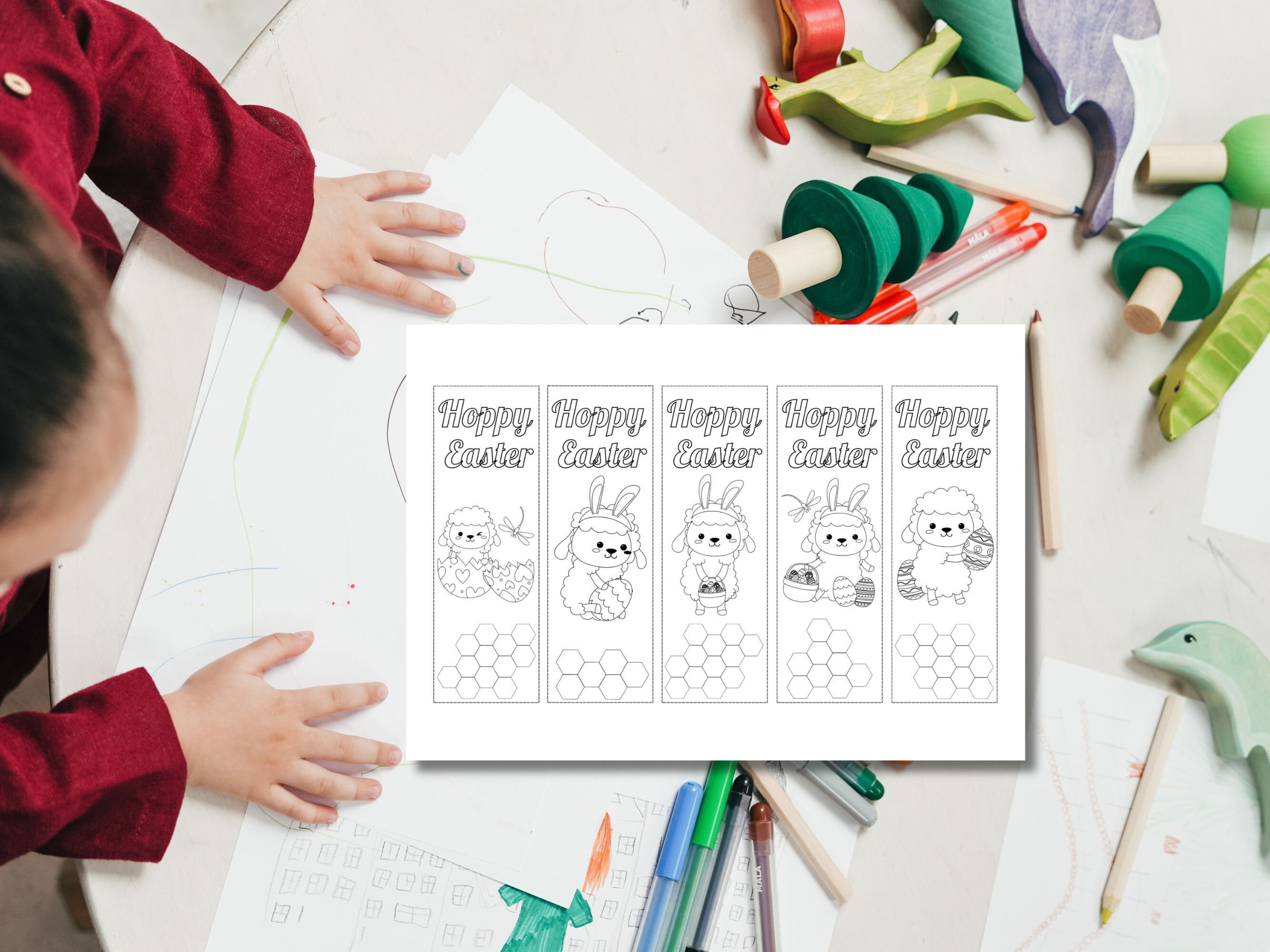 Easter Lamb Children Coloring Bookmark, Printable Easter Coloring ...