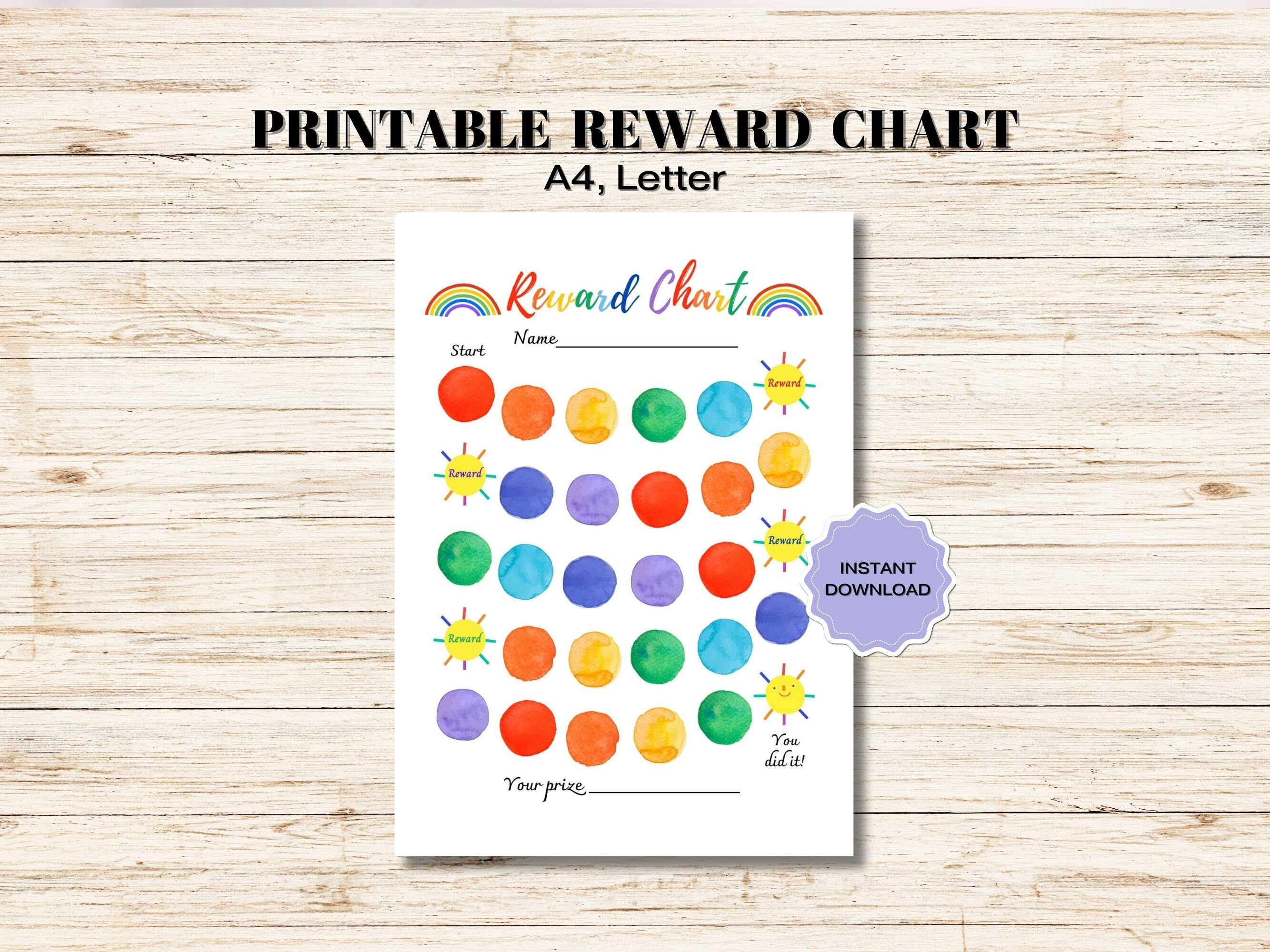 Printable Rainbow Reward Chart, Rainbow Sticker Chart, Instant Download ...