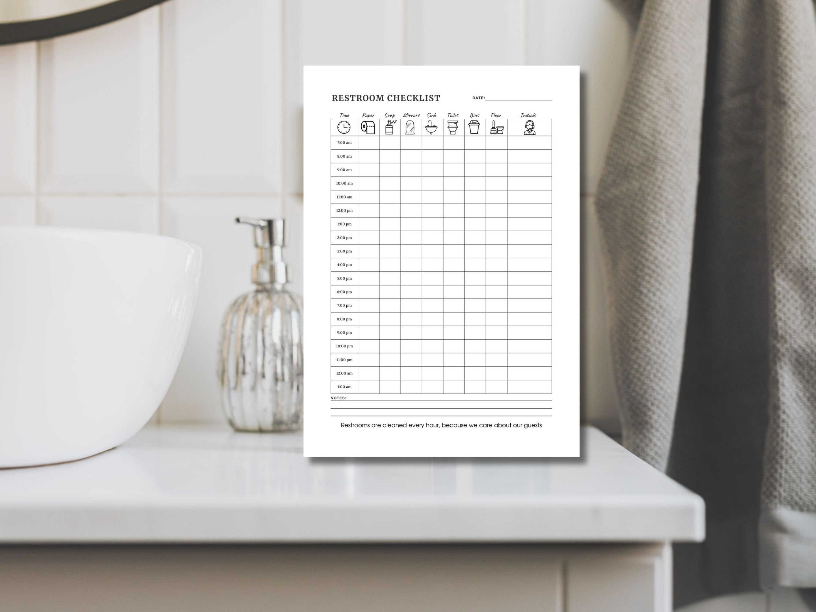 Printable Restroom Cleaning Log for Businesses, Bathroom Cleaning Log ...