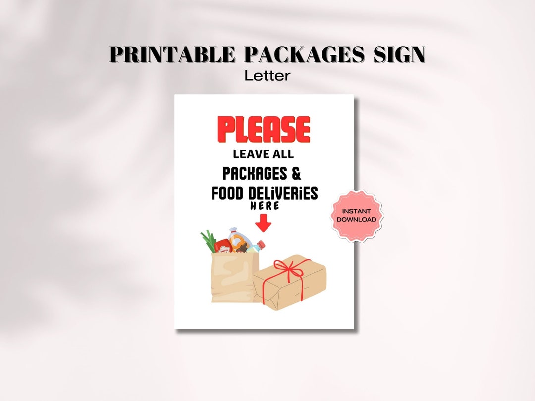 Leave Deliveries Sign Printable Sign, Food Deliveries Sign, Please ...