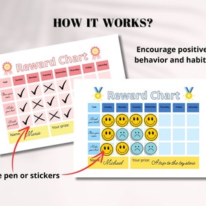 Sticker Chart, Printable Reward Chart for Boy and Girl, Kids Chore ...