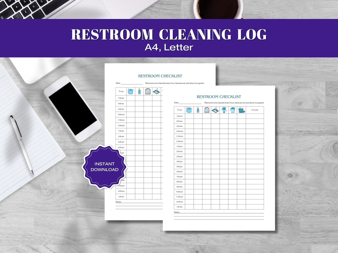 Cleaning Checklist Digital PDF, Cleaning Log Printable With Colorful ...