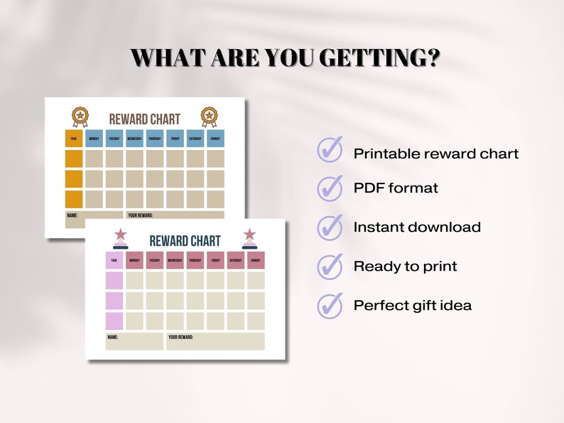 Sticker Chart, Printable Reward Chart for Boy and Girl 2 in 1, Kids ...