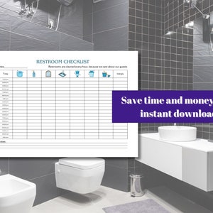 Restroom Checklist With Colorful Icons, Cleaning Log Digital, Printable ...