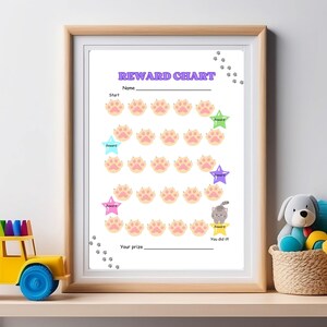 Printable Cat Tracks Reward Chart PDF, Cat Behavior Chart, Daily Chore ...