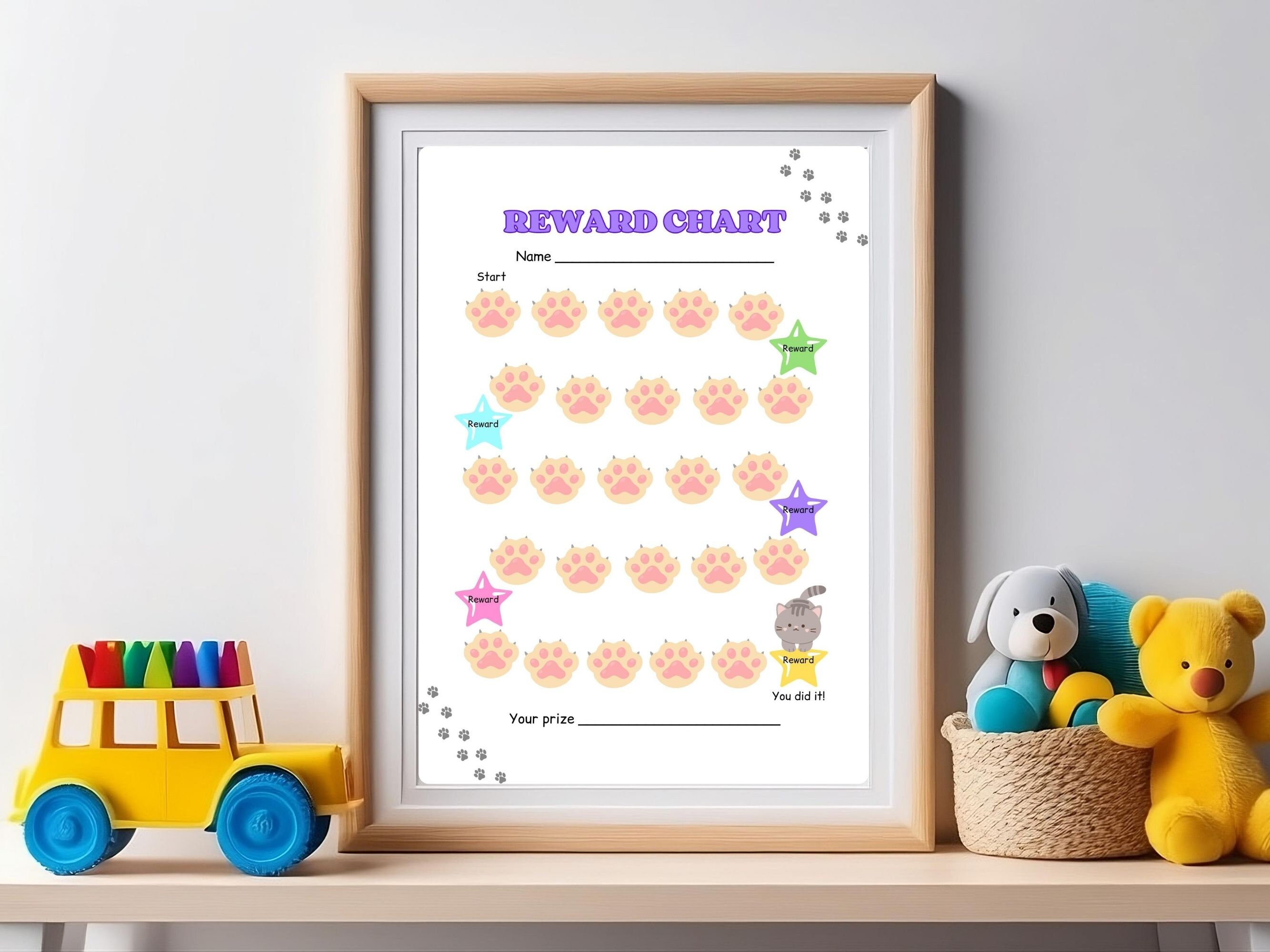 Printable Cat Tracks Reward Chart PDF, Cat Behavior Chart, Daily Chore ...