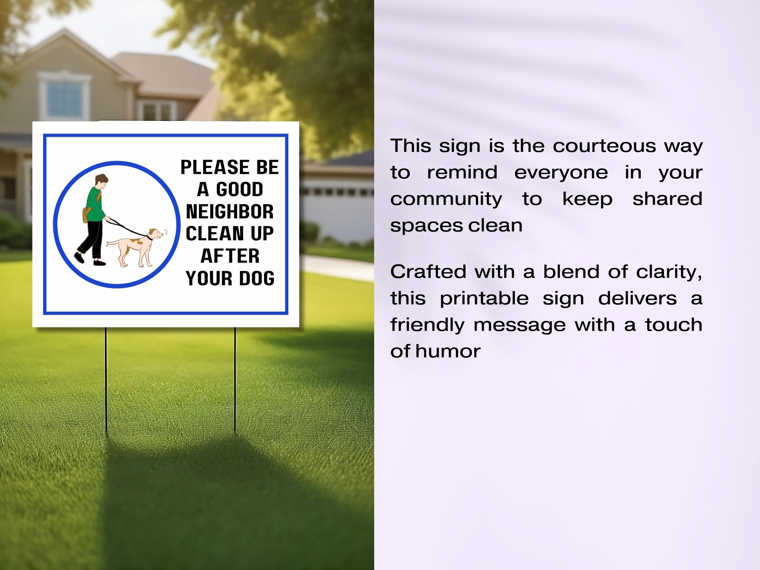 Please Be A Good Neighbor Clean up After Your Dog Sign, Printable Pick ...