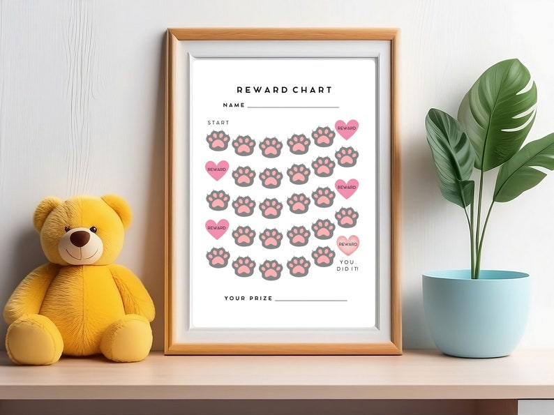 Printable Cat Tracks Reward Chart PDF, Cat Behavior Chart, Daily Chore ...