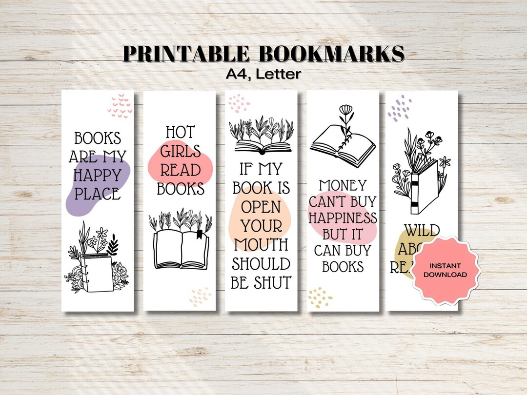 Booklovers Bookmarks Printable PDF, Digital Download, Book Lovers Gift ...