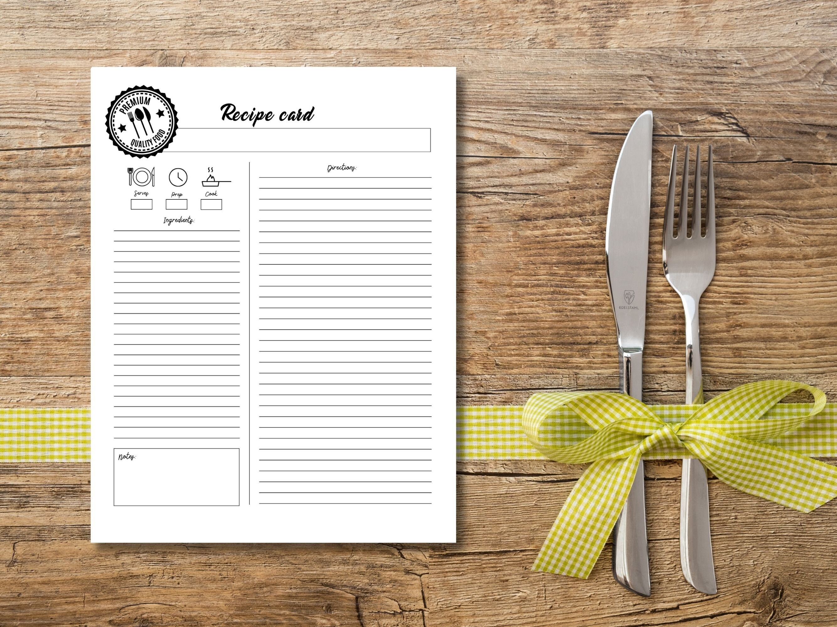 Modern Recipe Card, Digital Recipe Template, Fillable Recipe Template ...