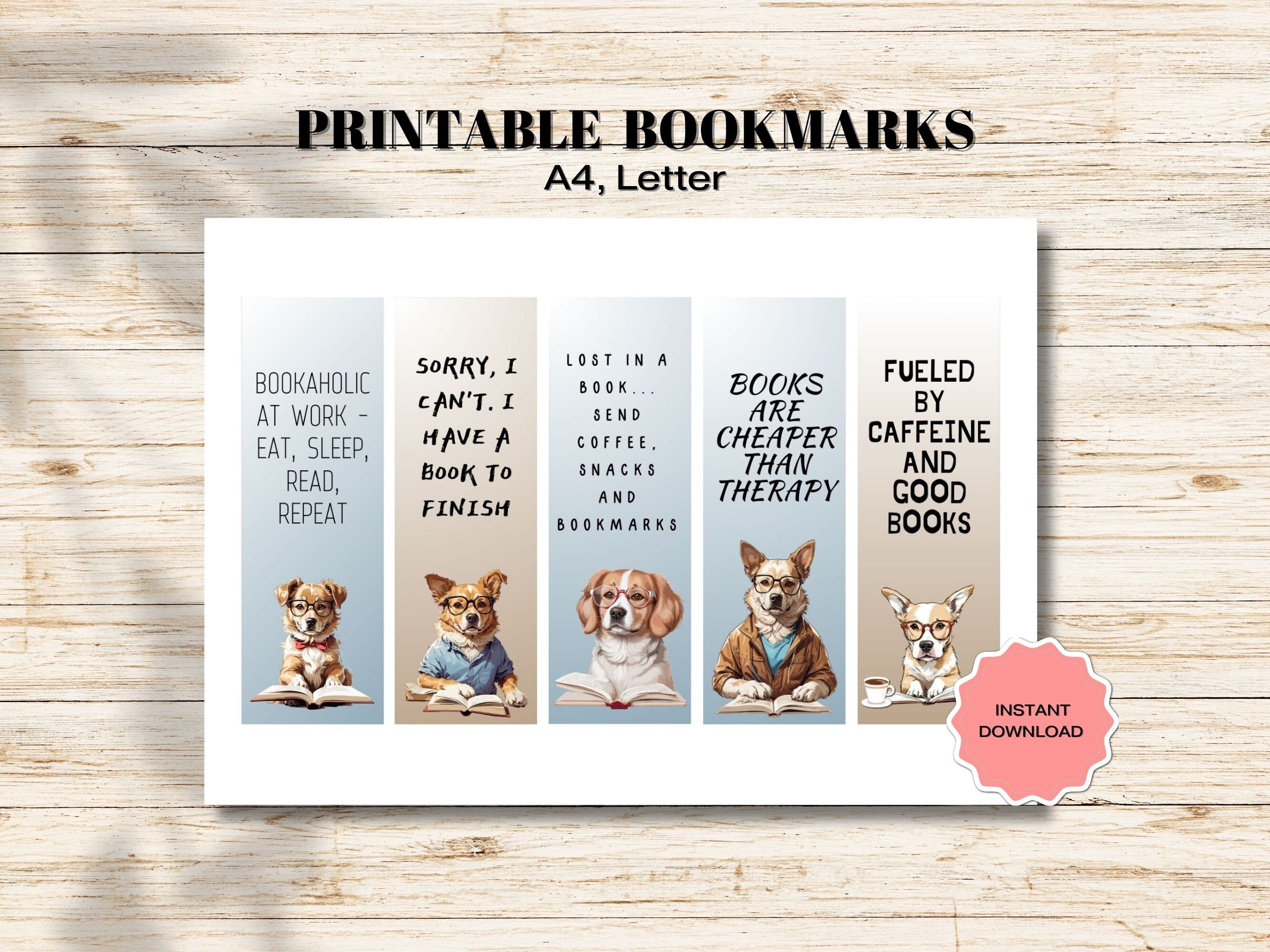 Dog Lovers Bookmarks Printable PDF, Readers Bookmarks With Dogs ...
