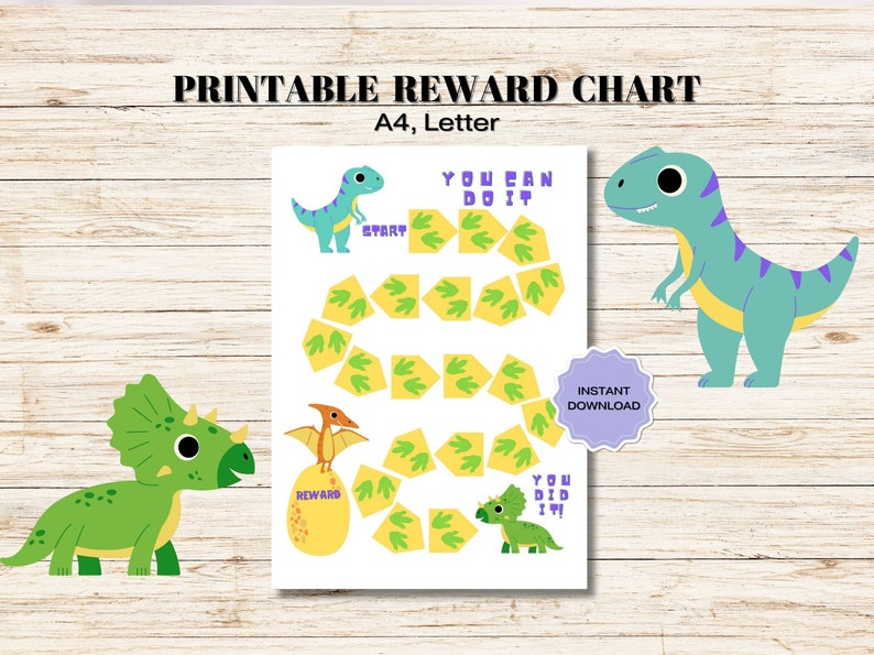 Dinosaur Reward Chart, Sticker Chart PDF, Toddler, Preschool Kids ...