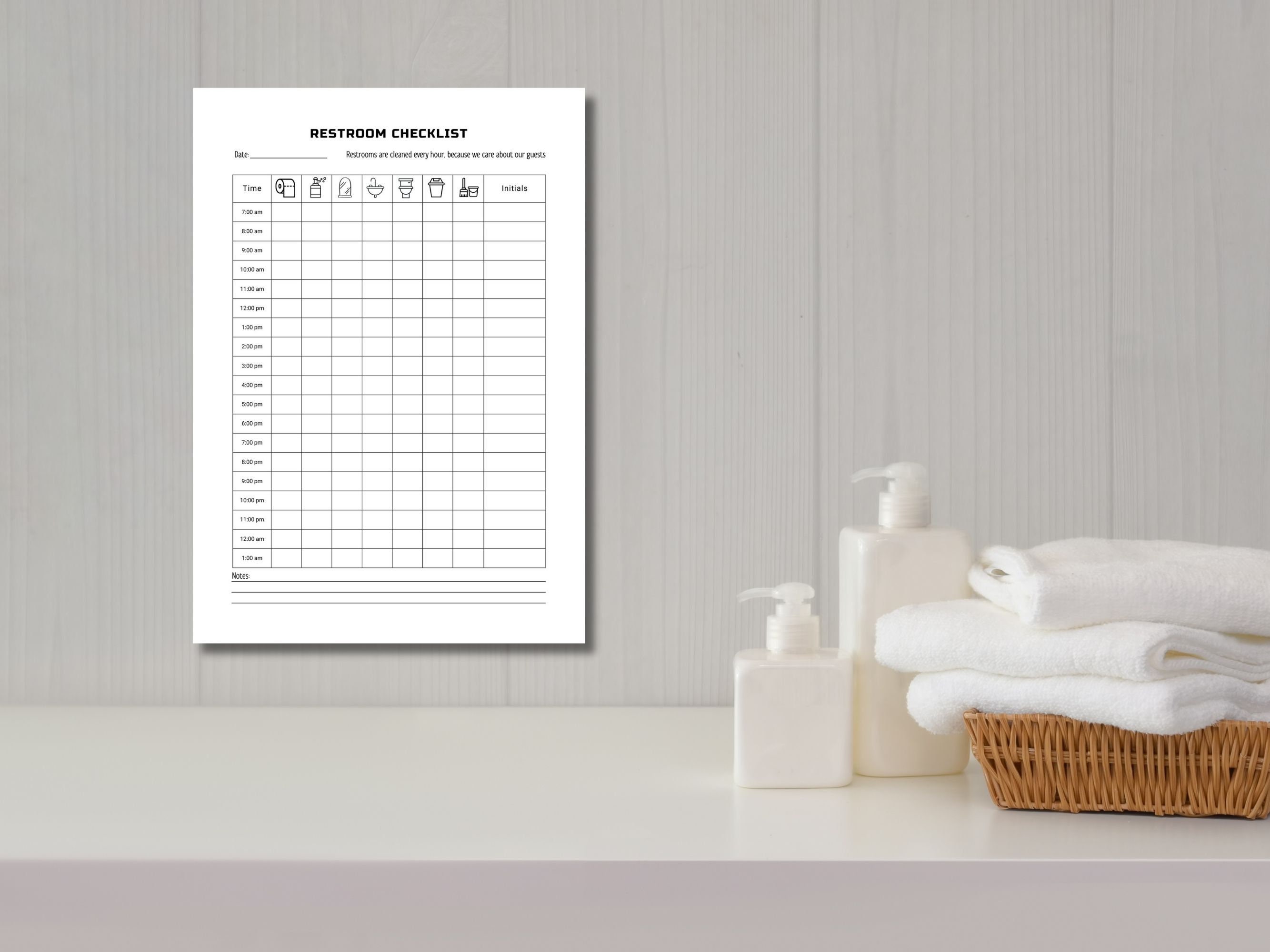 Bathroom Cleaning Chart Printable, Restroom Cleaning Log for Businesses ...