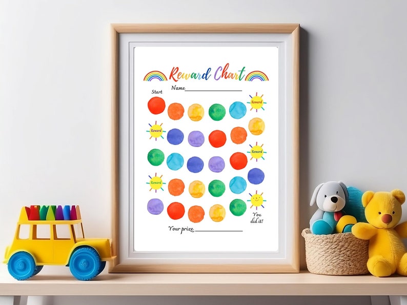 Printable Rainbow Reward Chart, Rainbow Sticker Chart, Instant Download ...