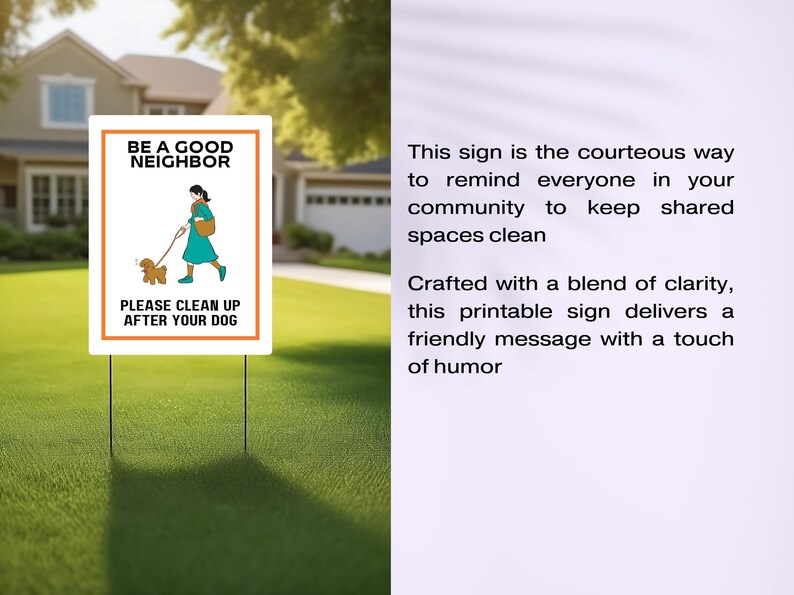 Printable Pick up Poop Sign, Be A Good Neighbor Please Clean up After ...