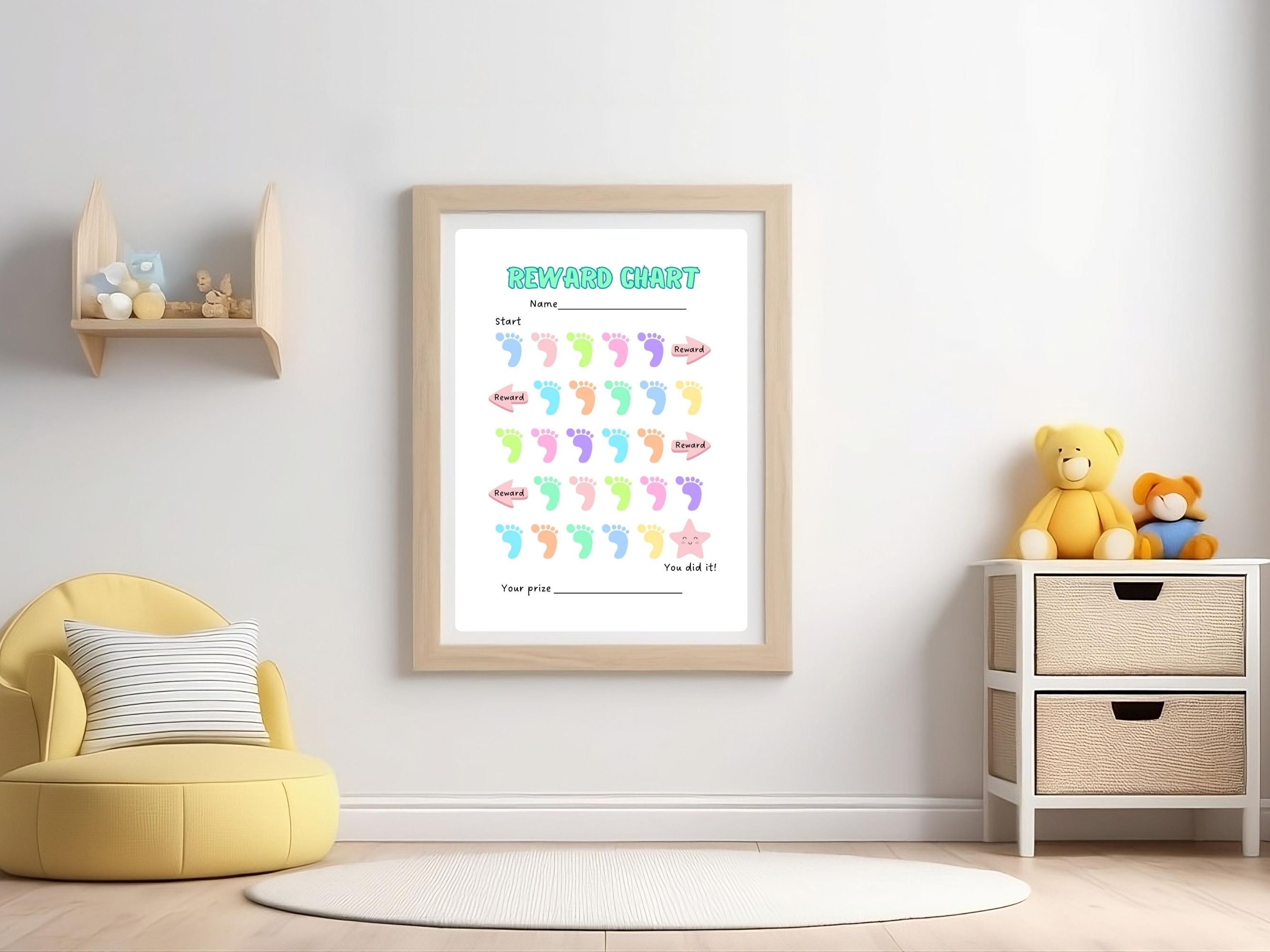 Footprints Reward Chart PDF, Printable Behavior Chart, Colorfull Chore ...
