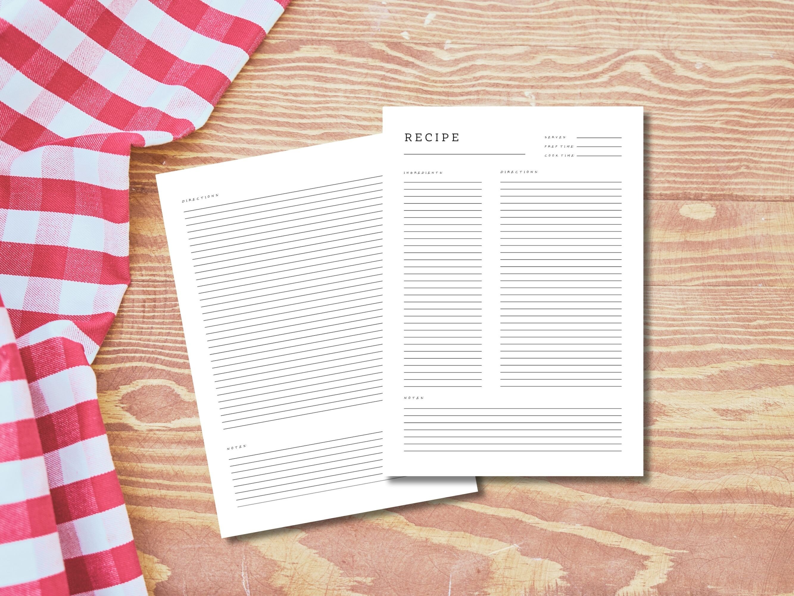 Minimalistic Recipe Sheet Printable, Recipe Page Template, Blank Recipe ...