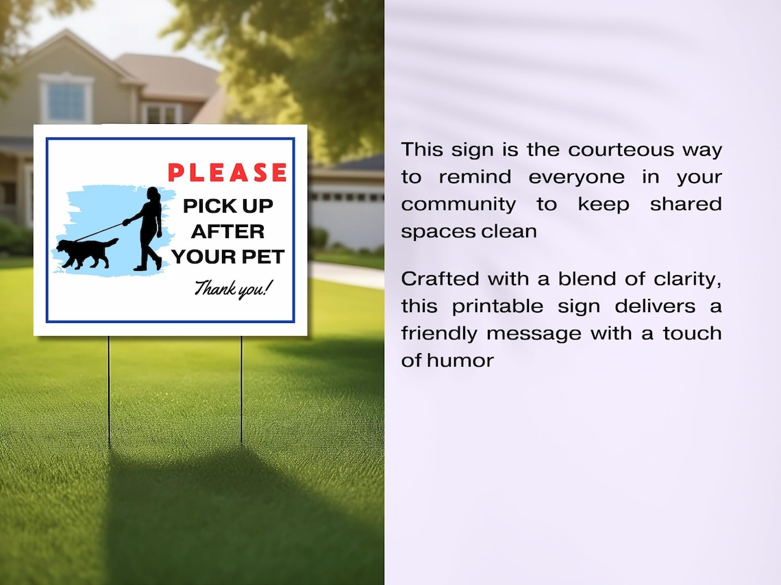 Please Pick up After Your Pet Sign, Printable Pick up Poop Sign ...
