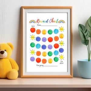 Printable Rainbow Reward Chart, Rainbow Sticker Chart, Instant Download ...