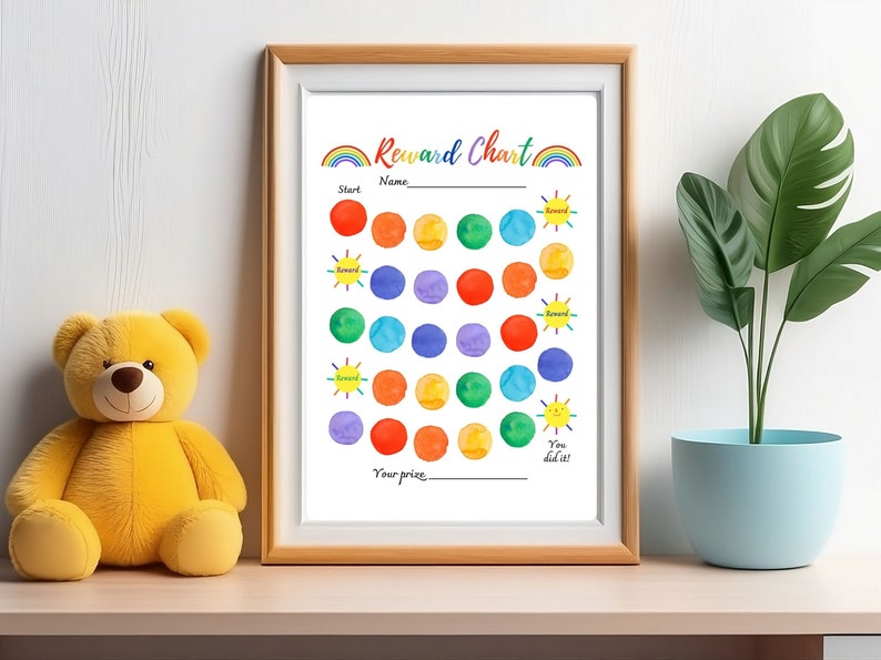 Printable Rainbow Reward Chart, Rainbow Sticker Chart, Instant Download ...