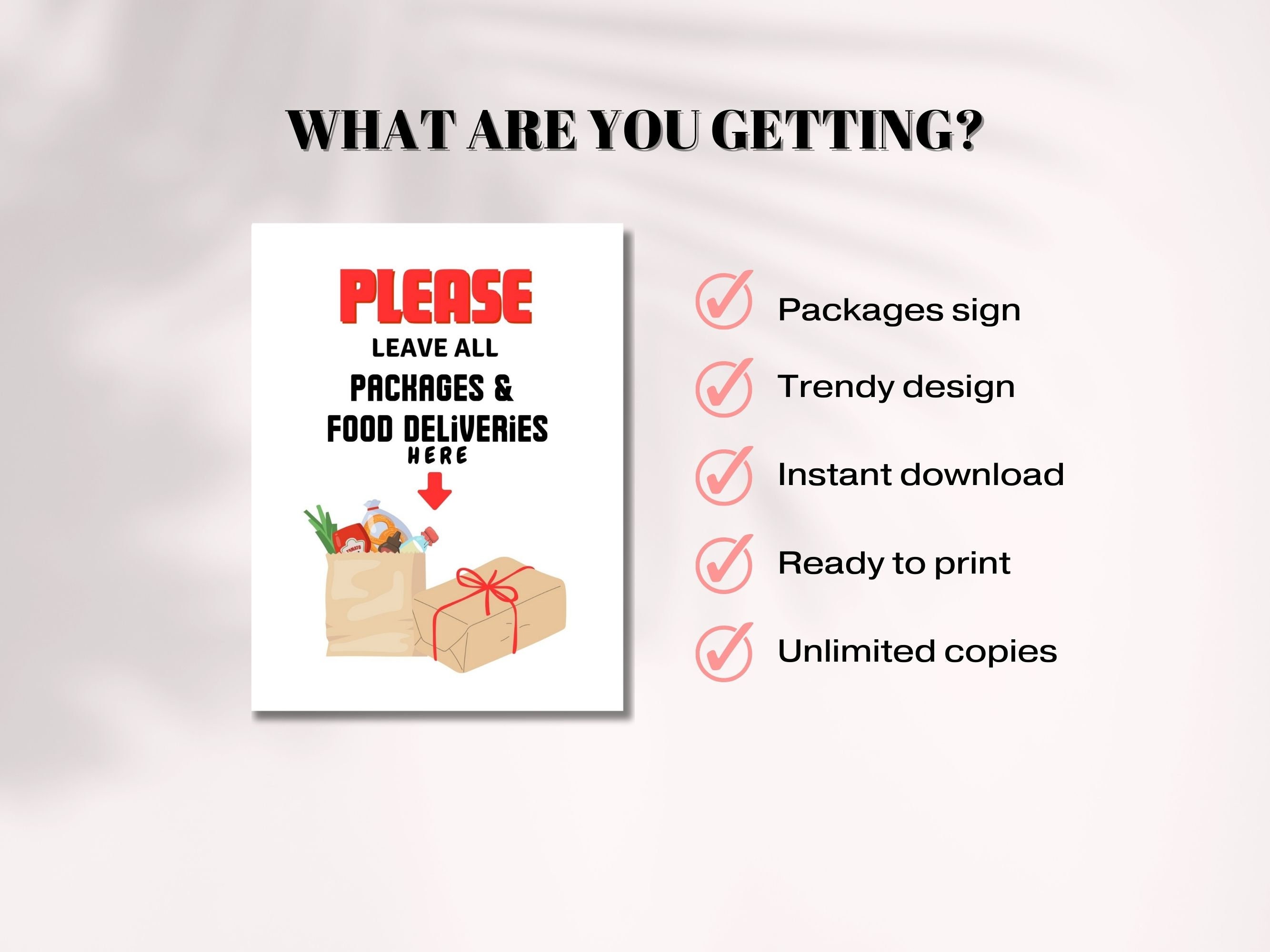 Leave Deliveries Sign Printable Sign, Food Deliveries Sign, Please ...