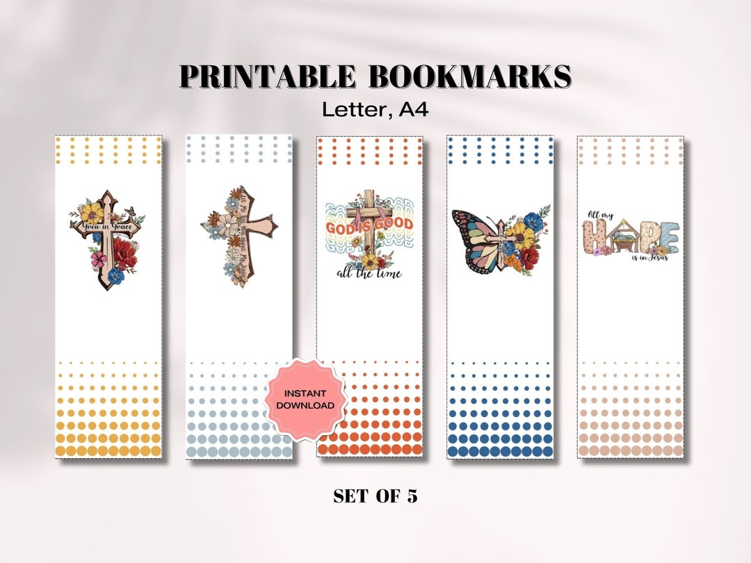 Christian Bookmarks Set, Digital Religious Bookmarks, Printable Bible ...