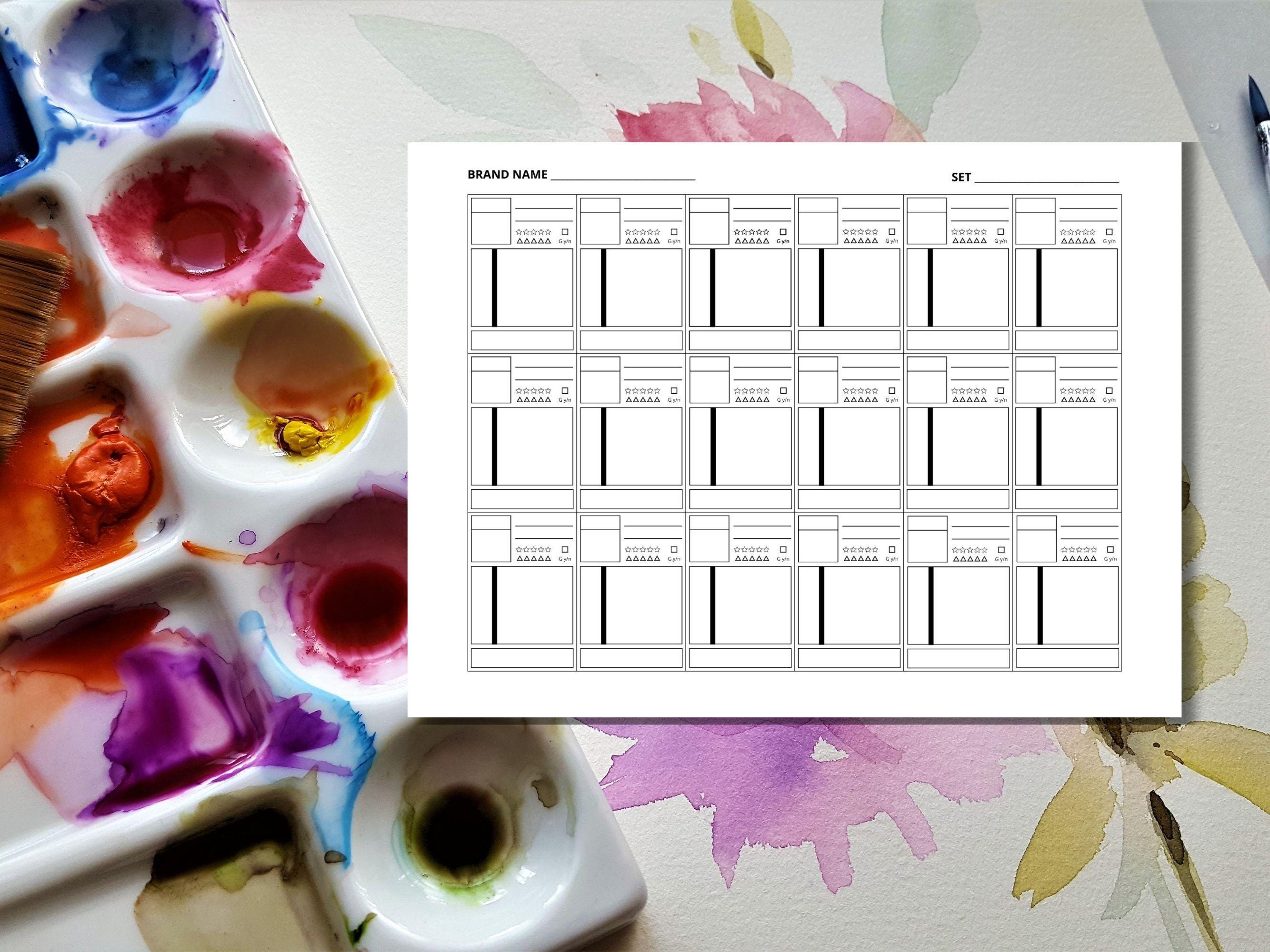 Paint Swatch Cards Template Printable, Mix Color, Watercolor Swatch ...