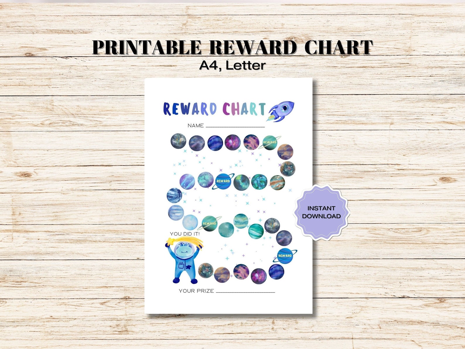 Printable Outer Space Reward Chart, Astronaut Behavior Chart, Daily ...