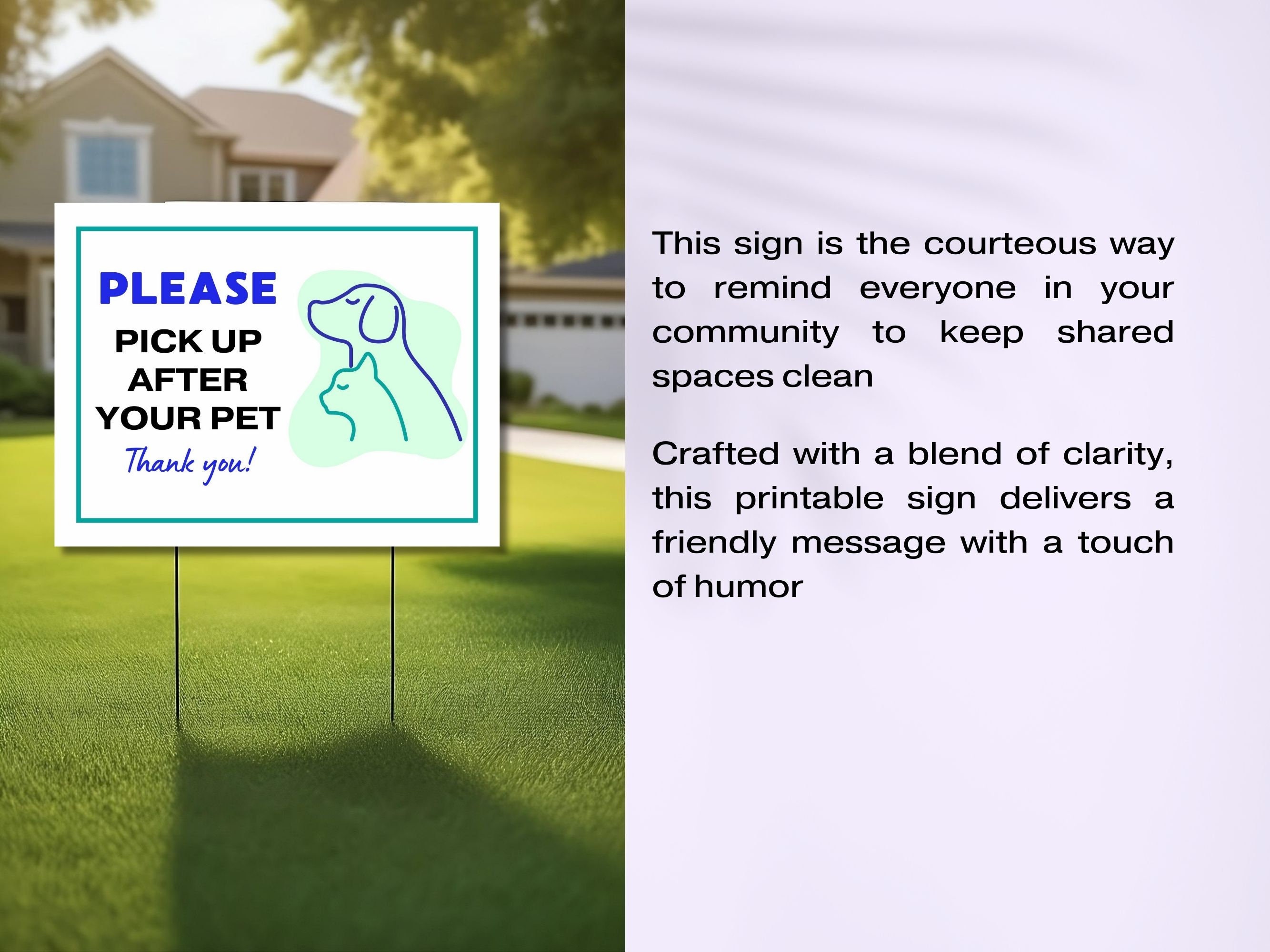 Please Pick up After Your Pet Sign, Printable Pick up Poop Sign, Clean ...