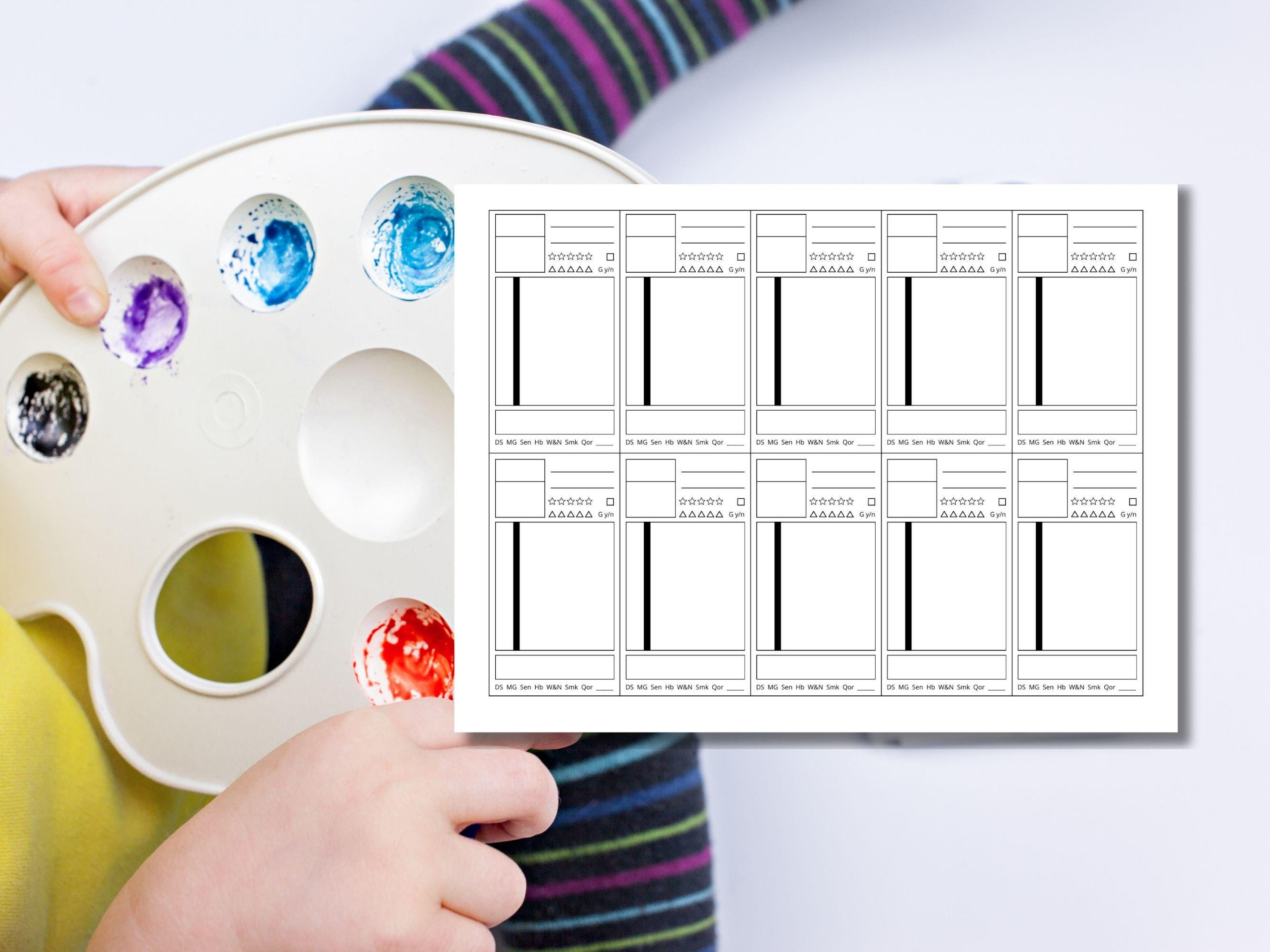 Watercolor Swatch Card Template Printable, Mix Color, Paint Swatch ...