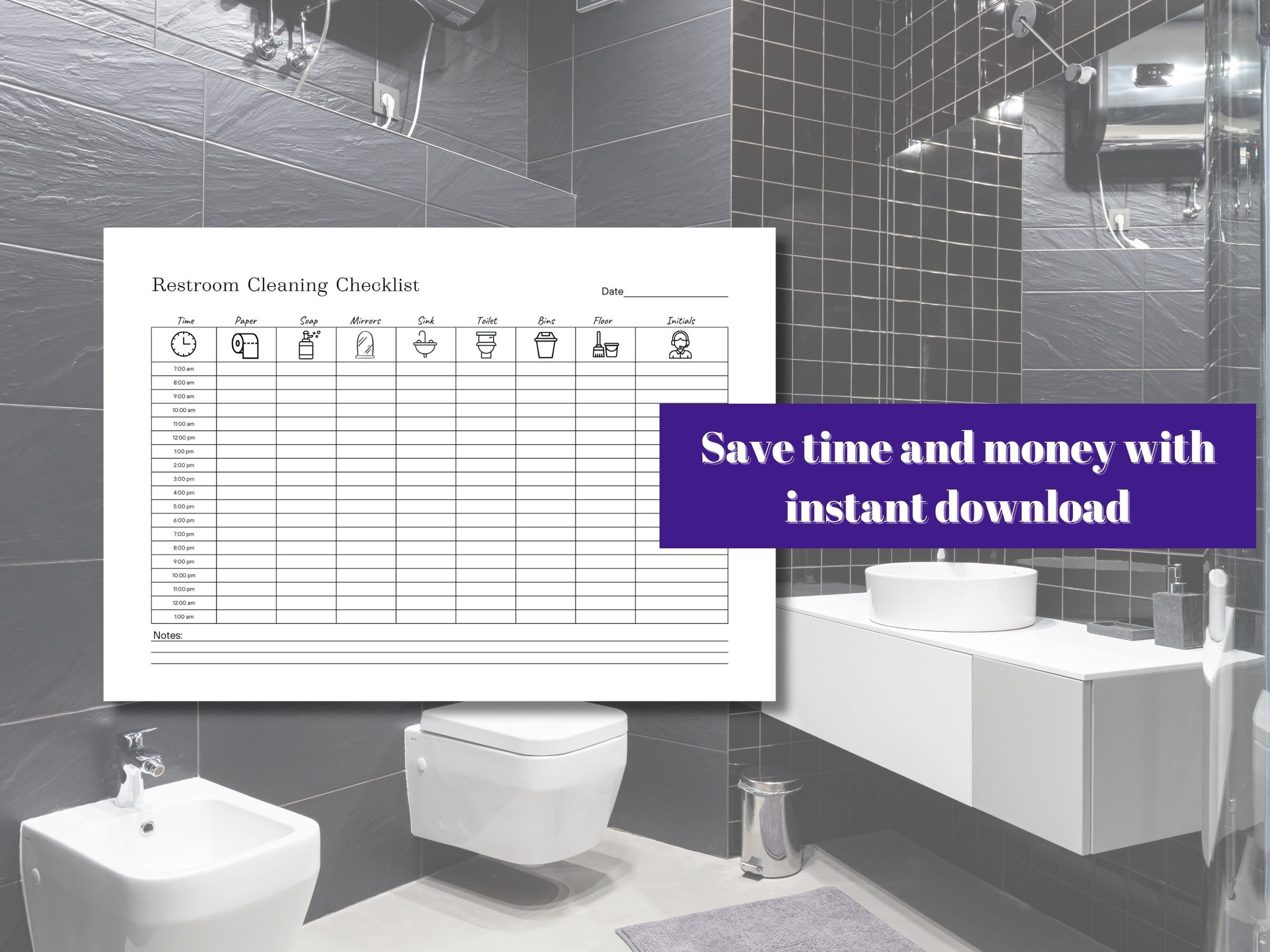 Printable Restroom Cleaning Log for Businesses, Bathroom Cleaning Log ...