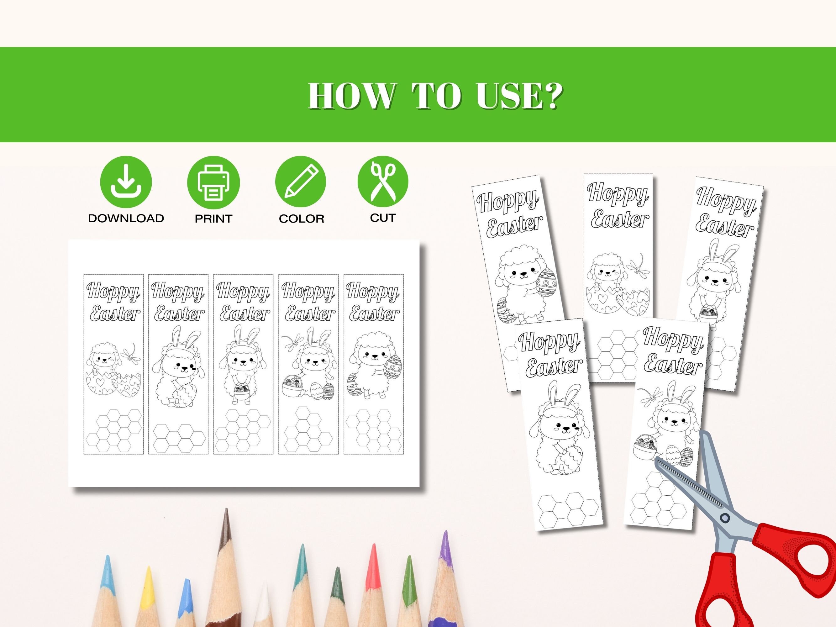 Easter Lamb Children Coloring Bookmark, Printable Easter Coloring ...