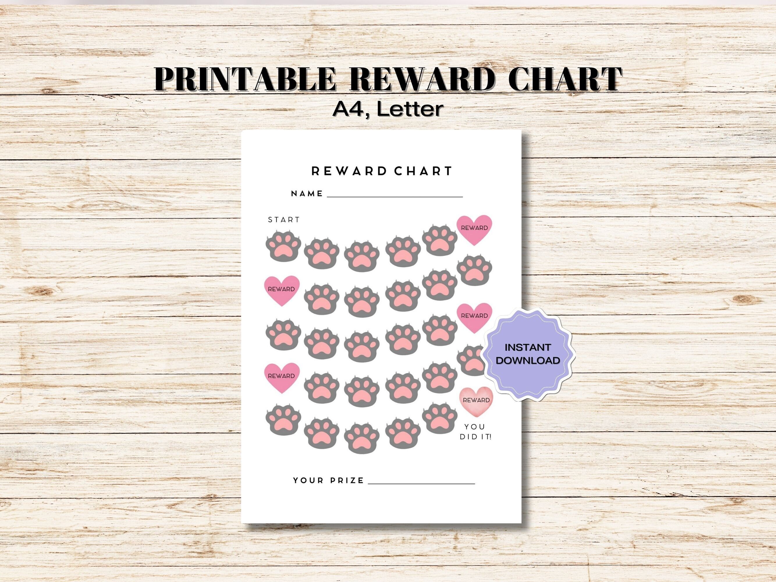 Printable Cat Tracks Reward Chart PDF, Cat Behavior Chart, Daily Chore ...