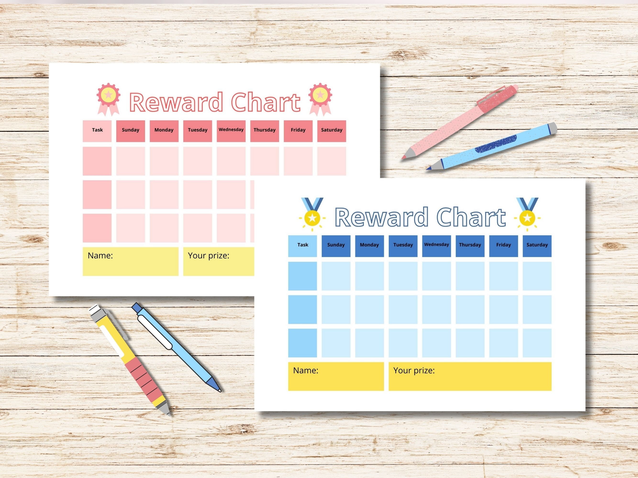 Sticker Chart, Printable Reward Chart for Boy and Girl, Kids Chore ...