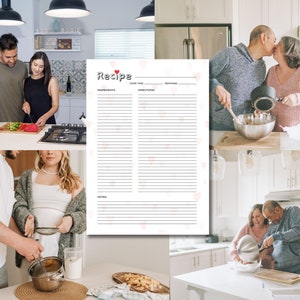 Printable Recipe Card, Recipe Sheet Cook With Love, Valentine Day ...