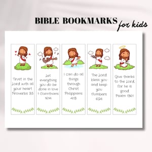 Bible Verses Bookmarks for Kids, Unique Jesus Bookmarks Set, Sunday ...