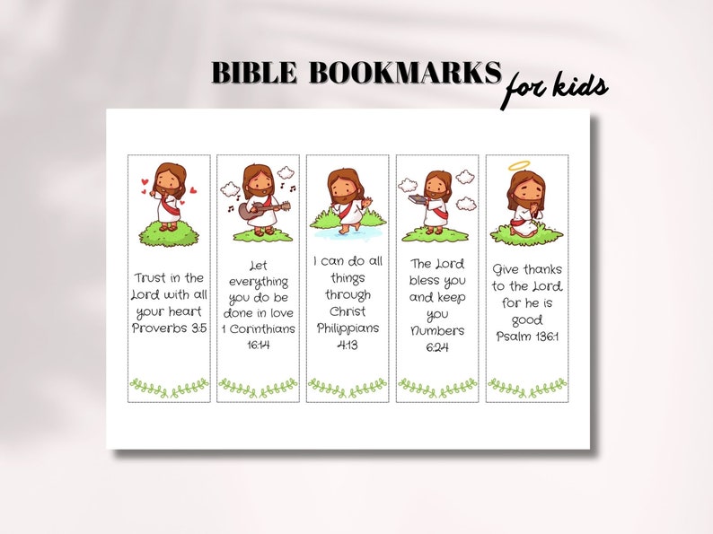 Bible Verses Bookmarks for Kids, Unique Jesus Bookmarks Set, Sunday ...