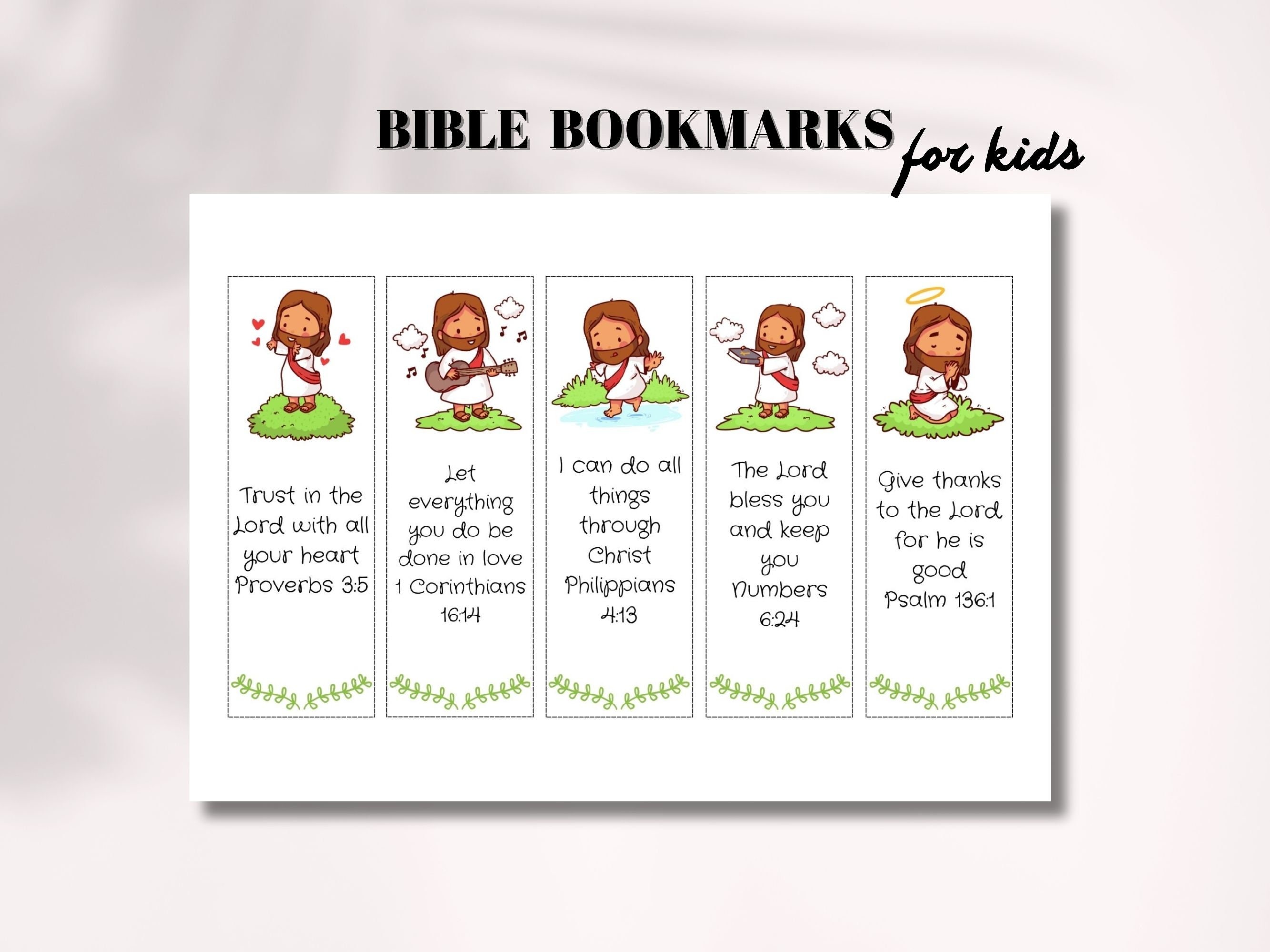 Bible Verses Bookmarks for Kids, Unique Jesus Bookmarks Set, Sunday ...