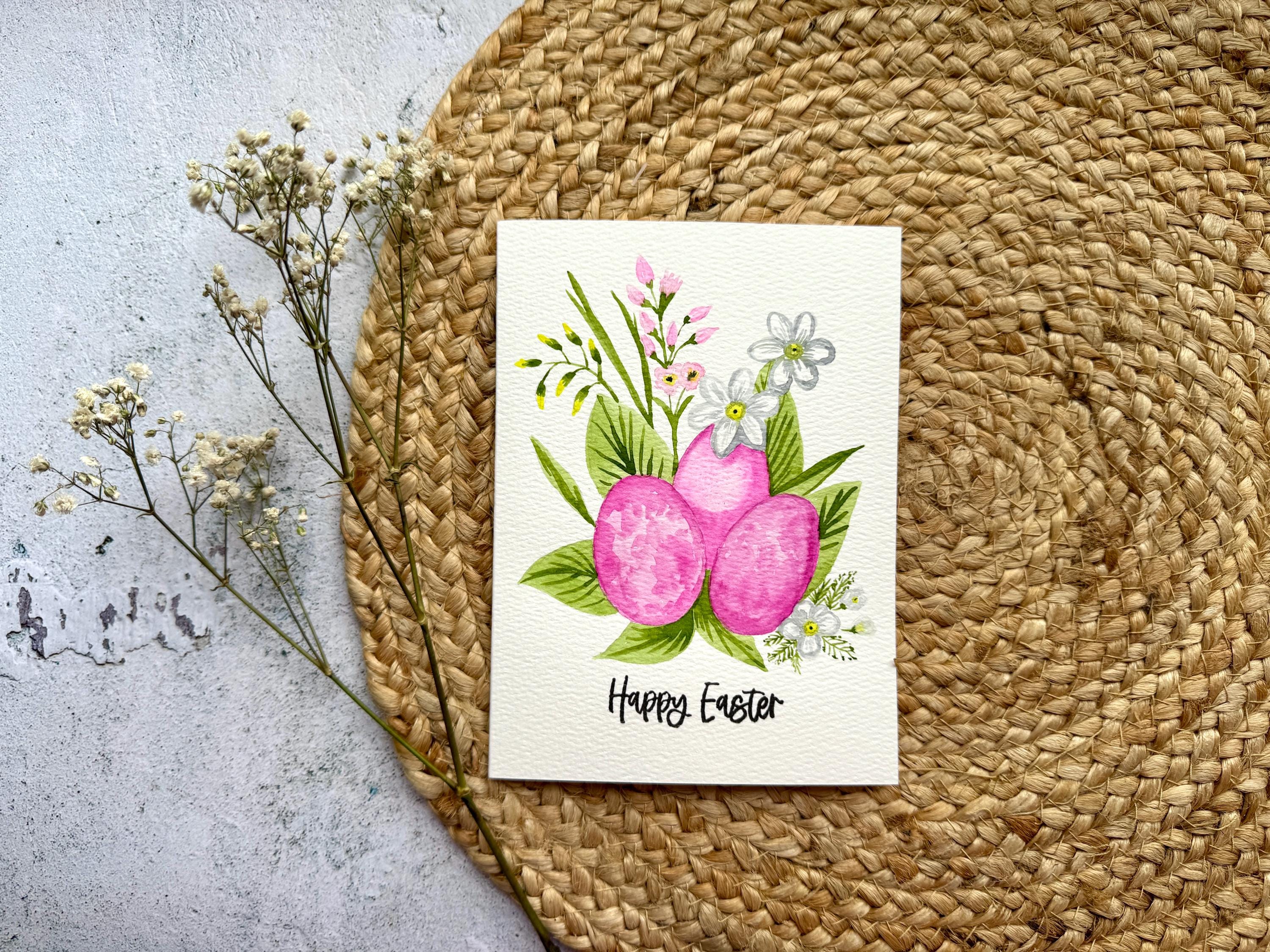 Original Easter Card Hand-painted Watercolor, Happy Easter, Hand-drawn ...