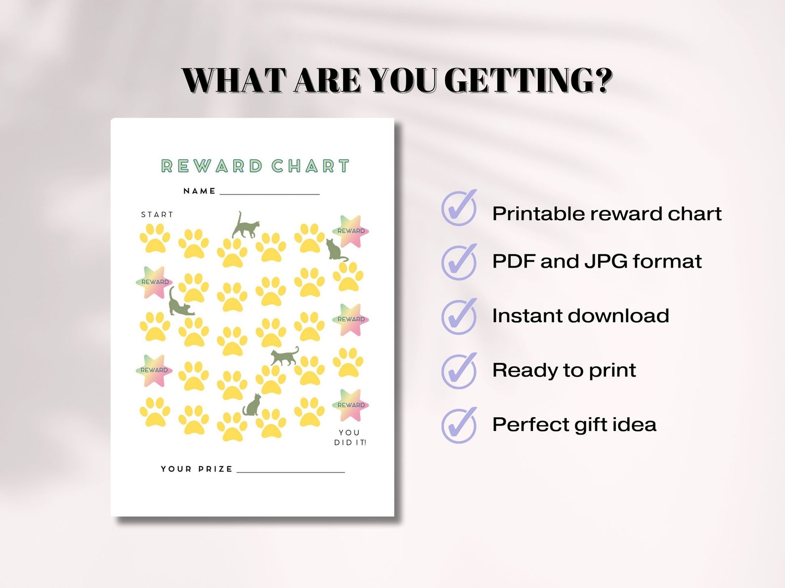 Printable Cat Tracks Reward Chart PDF, Cat Behavior Chart, Daily Chore ...