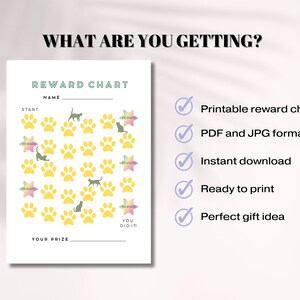 Printable Cat Tracks Reward Chart PDF, Cat Behavior Chart, Daily Chore ...