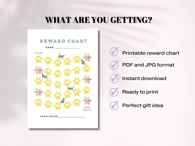 Printable Cat Tracks Reward Chart PDF, Cat Behavior Chart, Daily Chore ...