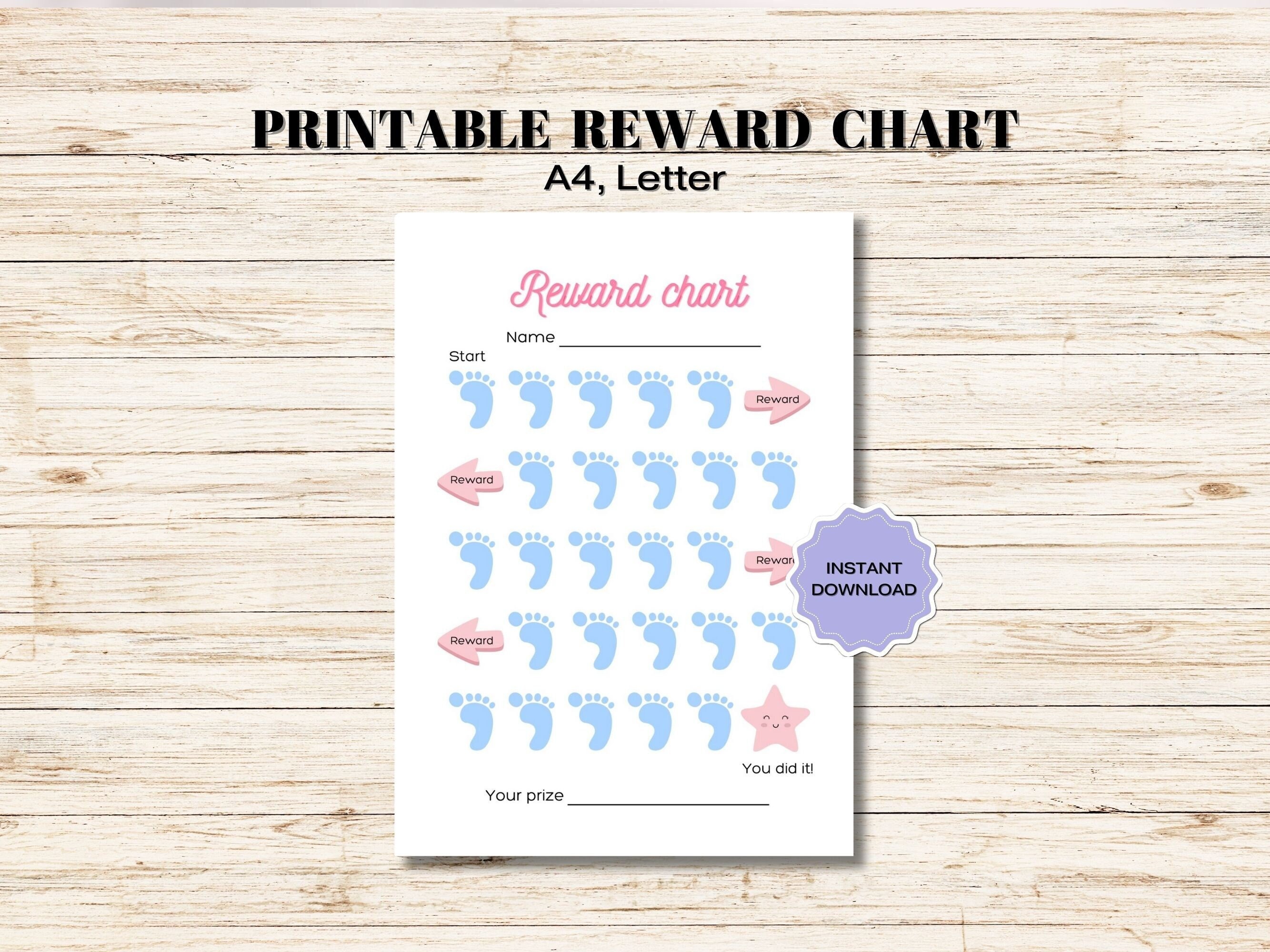 Printable Footprints Reward Chart, Behavior Chart, Daily Chore Chart ...